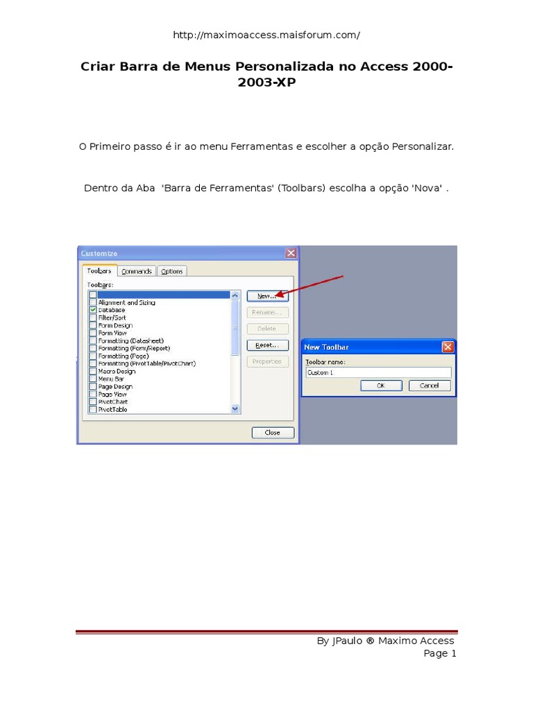 Criar Barra de Menus Personalizada No Access 2000-2003-XP | PDF ...
