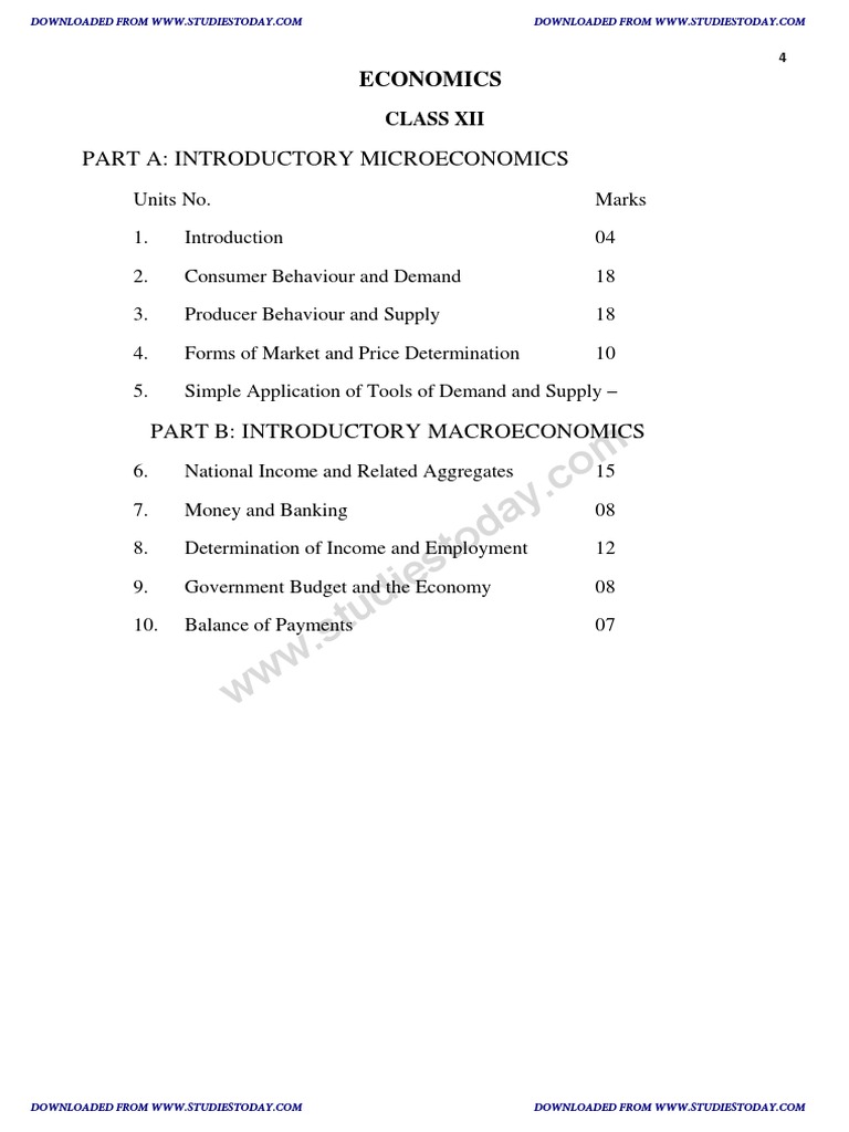CBSE Class 12 Economics Full Study Material | PDF | Supply (Economics ...