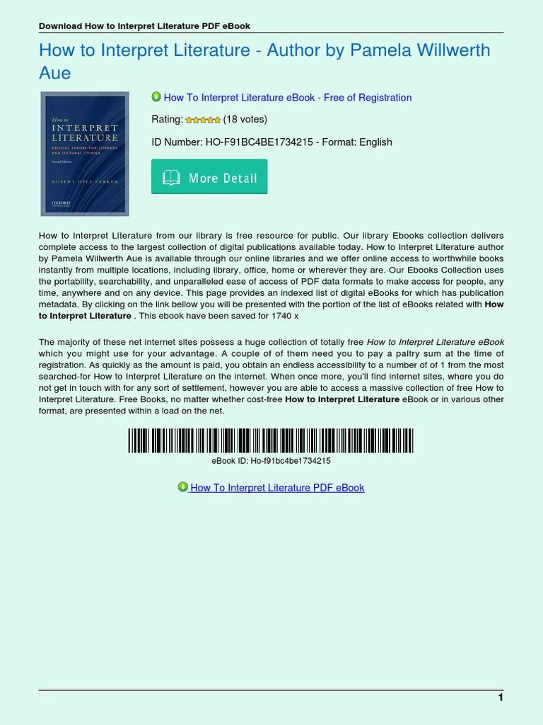 How To Interpret Literature | PDF | E Books | Electronic Publishing