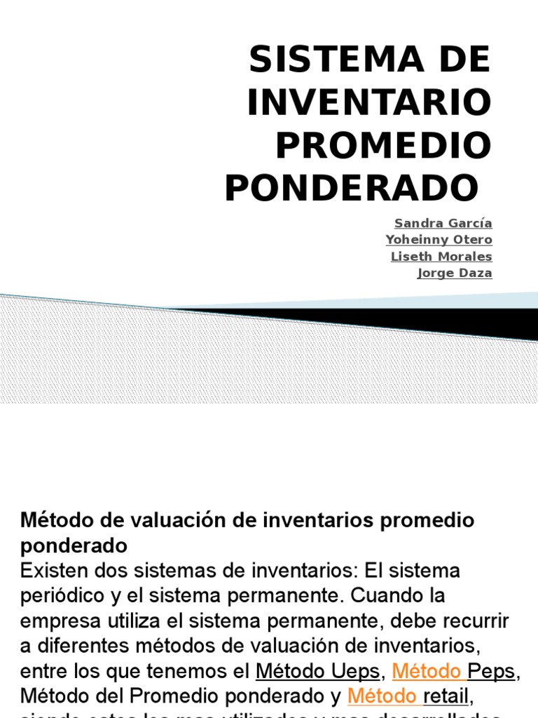 Sistema de Inventario Promedio Ponderado | PDF | Valoración empresarial ...