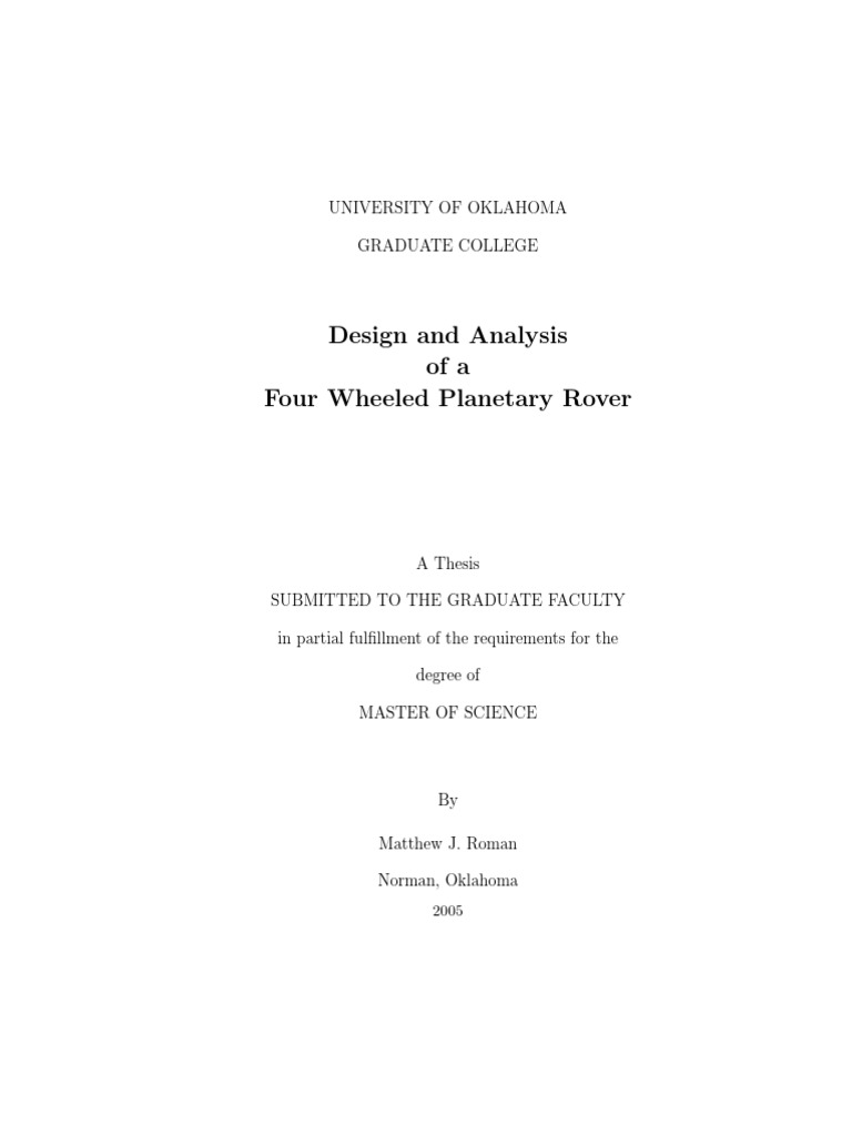 Design and Analysis of A Four Wheeled Planetary Rover | PDF ...