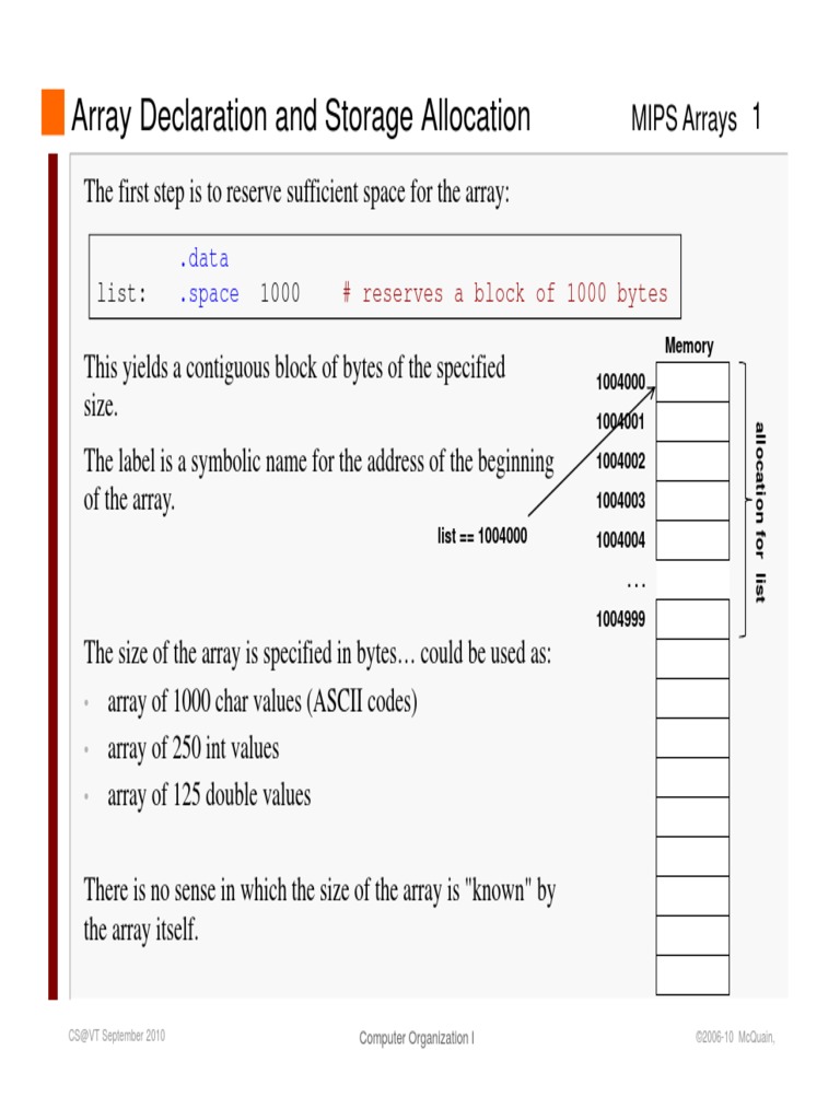 Arrays In Mips Pdf Array Data Structure String Computer Science 