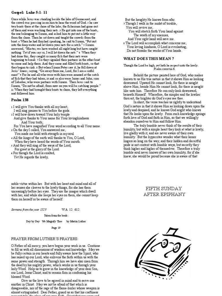 10 - Epiphany - 5th Sunday | PDF | Humility | Jesus
