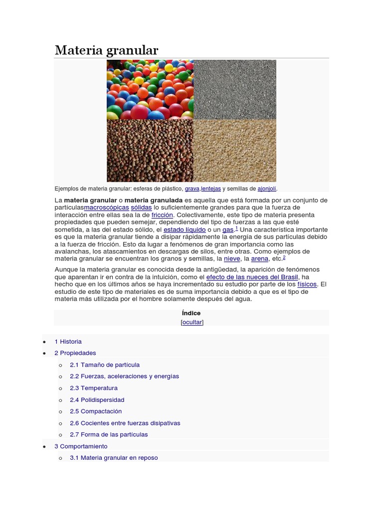 Materia Granular | PDF | Física | Mecánica