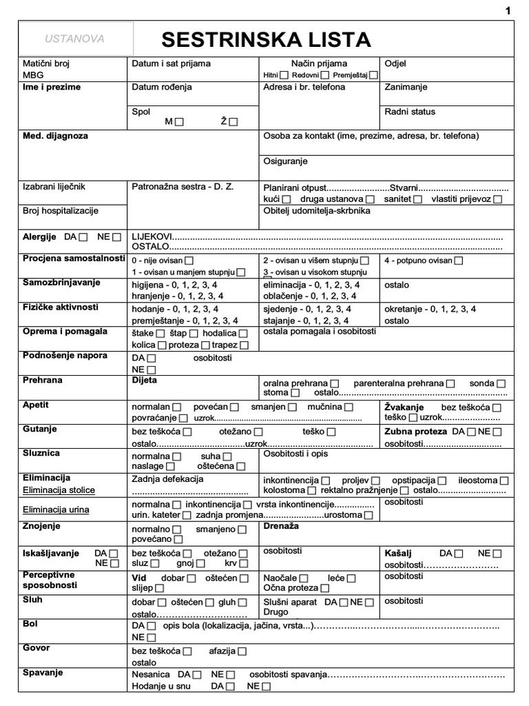 Sestrinska Lista | PDF