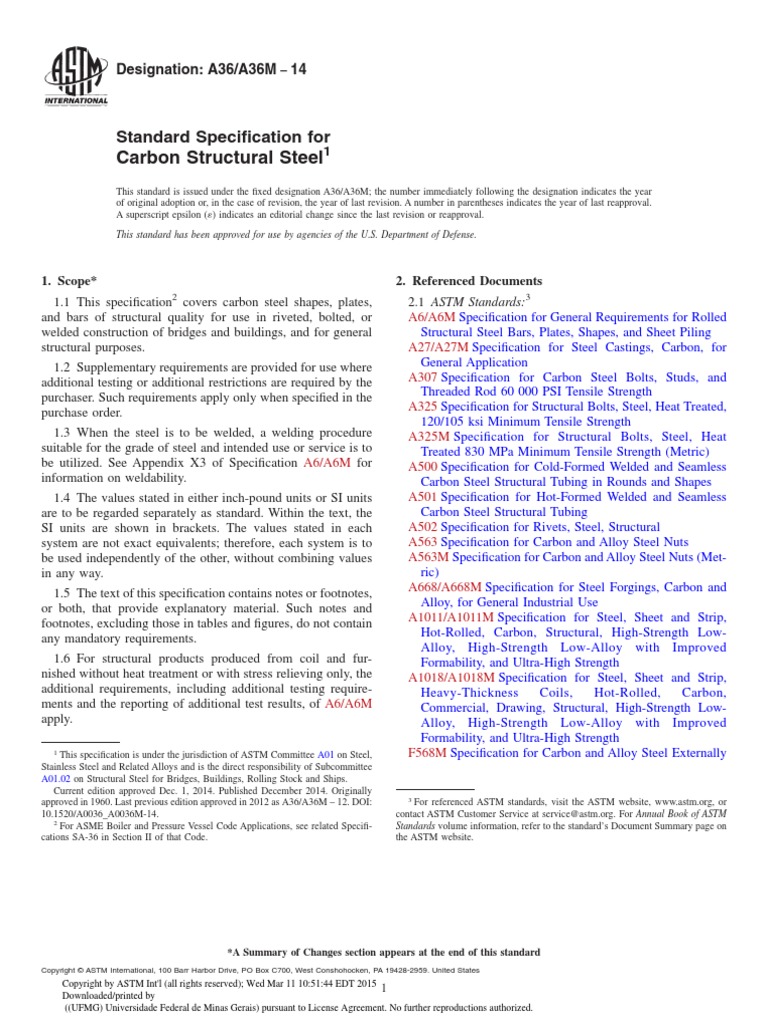Astm a36 - A36m | Structural Steel | Screw