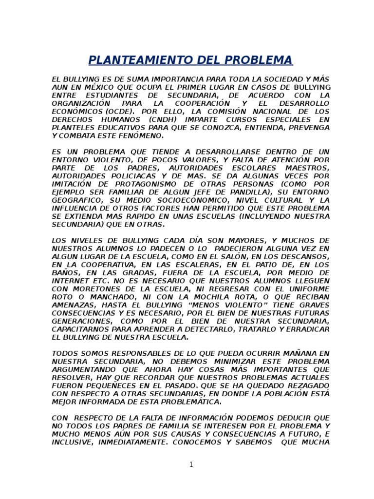 Proyecto de Investigación sobre Bullying | PDF | Violencia