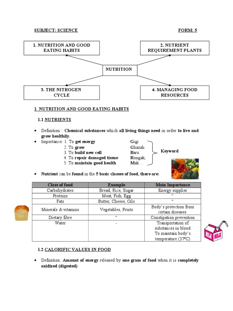 Chapter 2 Form 5 Science | PDF | Nutrients | Nutrition