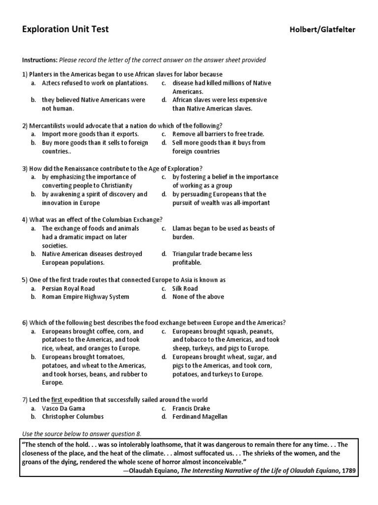 7) Exploration Exam | PDF | British Empire | Slavery
