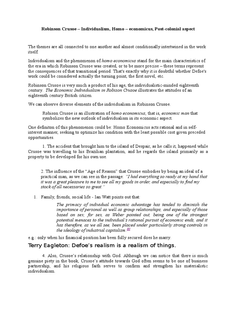 Crusoe | PDF | Robinson Crusoe | Capitalism