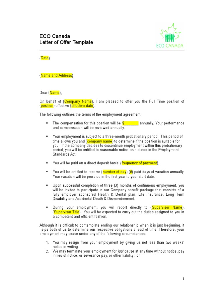 Formal Job Offer Letter Sample Offer Letter Sample 1 | PDF