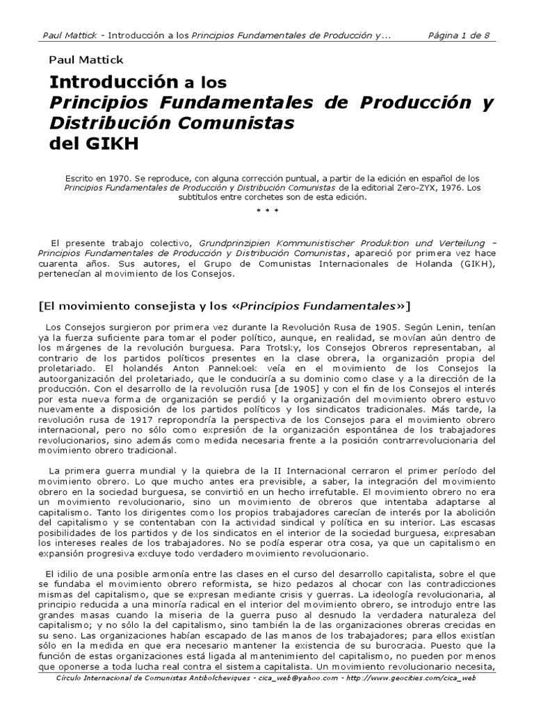 Paul Mattick - Introducción A Los Principios Fundamentales de ...