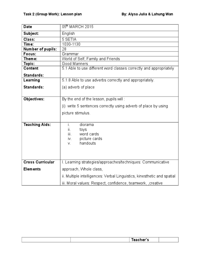 Year 5 English Lesson Plan: Good Manners | PDF | Lesson Plan | Pedagogy