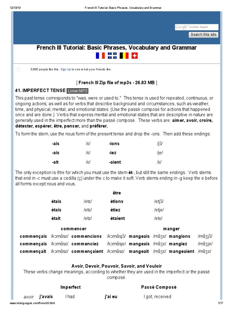 French III Tutorial: Basic Phrases, Vocabulary and Grammar: 3,665 ...