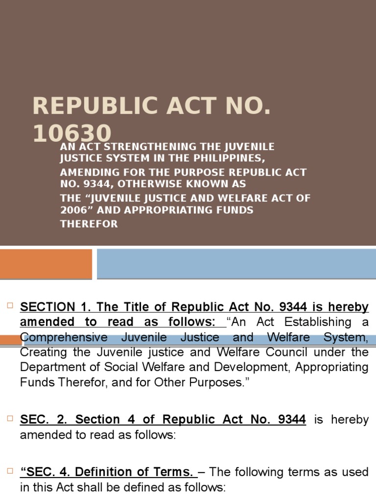 Ra 10630 | PDF | Juvenile Delinquency | Child Custody