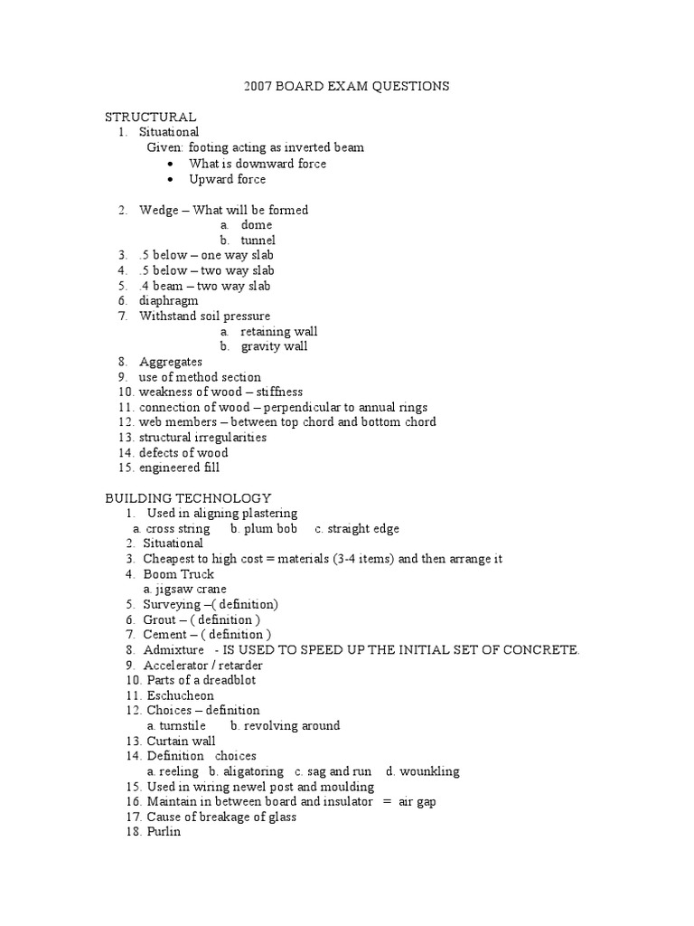 1 Board Exam Sample | PDF | Wood | Concrete