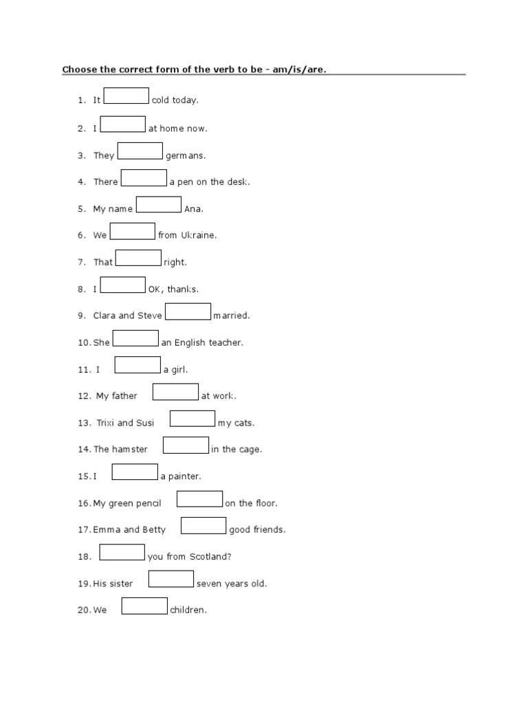 To Be Present Simple Exercises | PDF