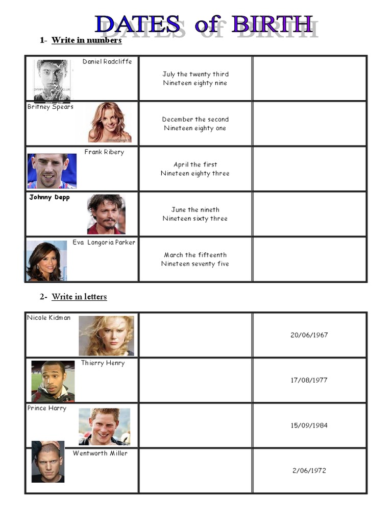 Write Stars Birth Dates | PDF