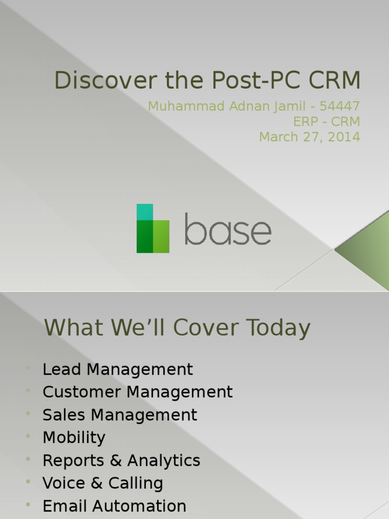Post-PC CRM Features Overview | PDF