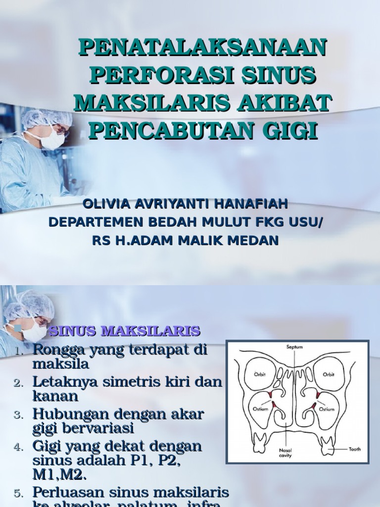 Penatalaksanaan Perforasi Sinus Maksilaris Akibat Pencabutan Gigi | PDF