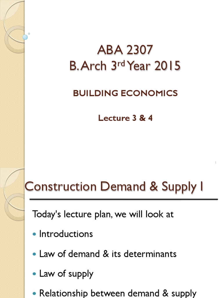 Building Economics Notes | PDF | Demand | Supply (Economics)
