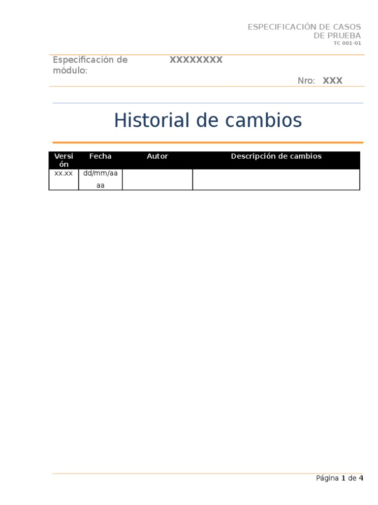 Plantilla de Test Case | PDF