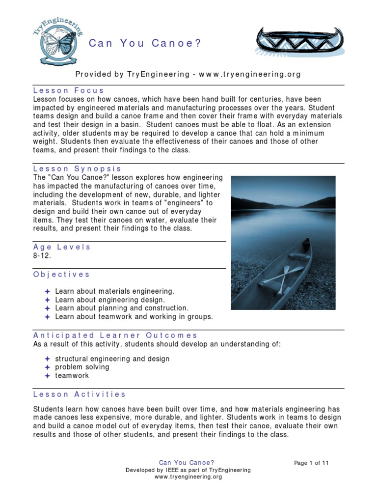005-001-000-006 Can You Canoe | PDF | Science Education | Canoe