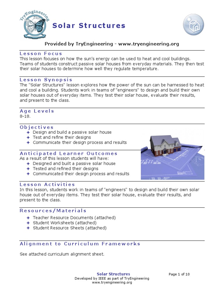 Build Passive Solar Houses Lesson | PDF | Solar Energy | Nature