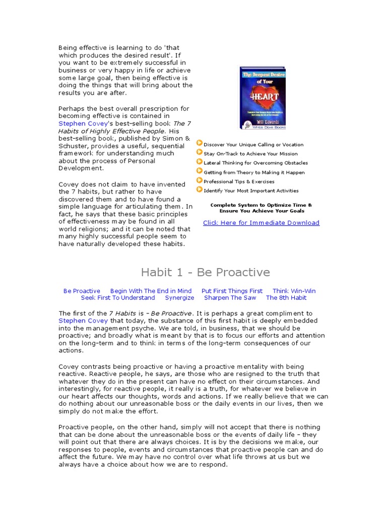 Habit 1 - Be Proactive: Stephen Covey | PDF | Sleep | Meditation
