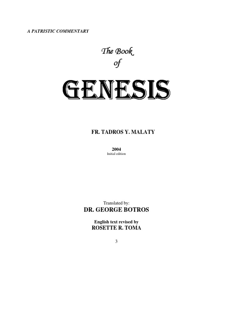 Genesis - Father Tadros Yacoub Malaty | PDF | Moses | Book Of Exodus