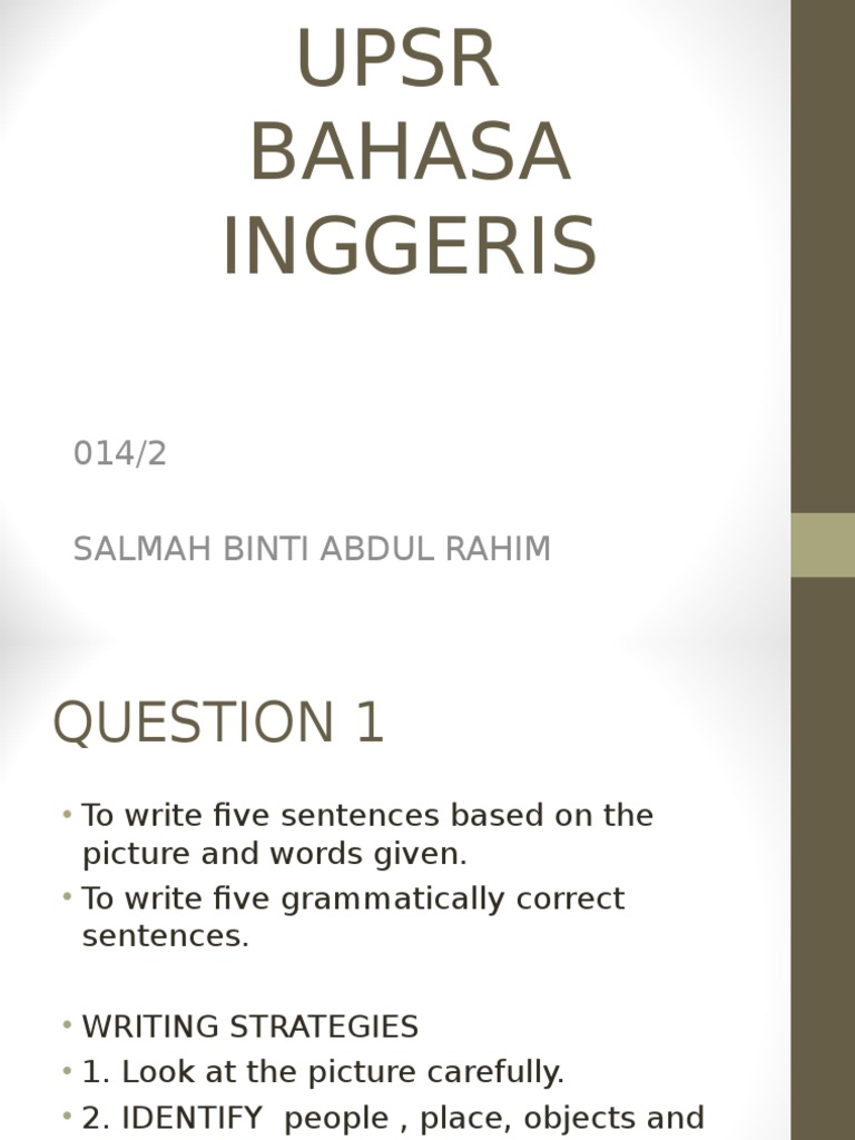 UPSR English Writing Strategies Guide | PDF | Sentence (Linguistics ...