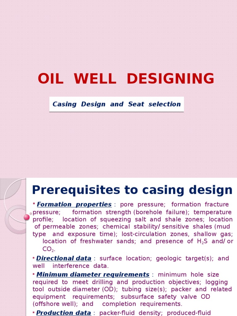 Oil Well Designing: Casing Design and Seat Selection | PDF | Casing (Borehole) | Oil Well