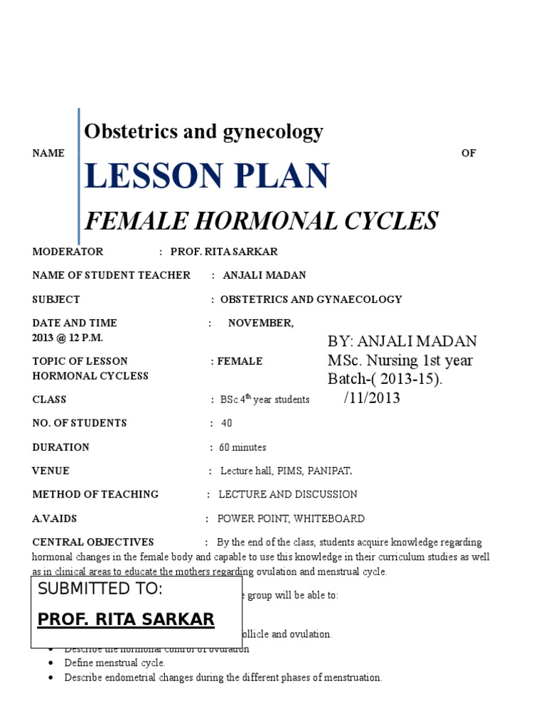 Hormonal Cycle Lesson Plan | PDF | Menstrual Cycle | Luteinizing Hormone