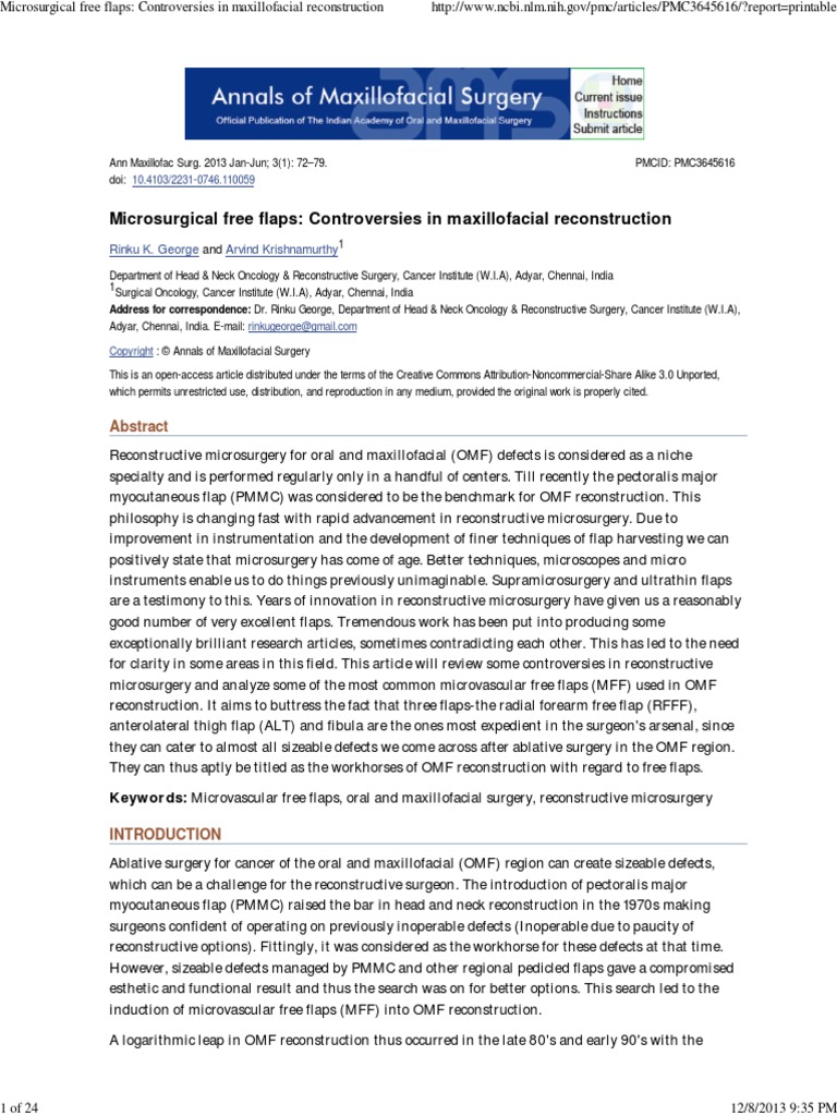 Microsurgical Free Flaps | PDF | Dental Implant | Radiation Therapy