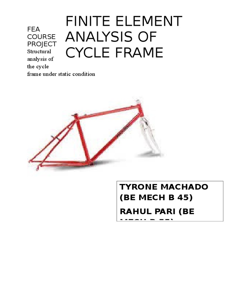 Finite Element Analysis of Cycle Frame: FEA Course Project | PDF ...