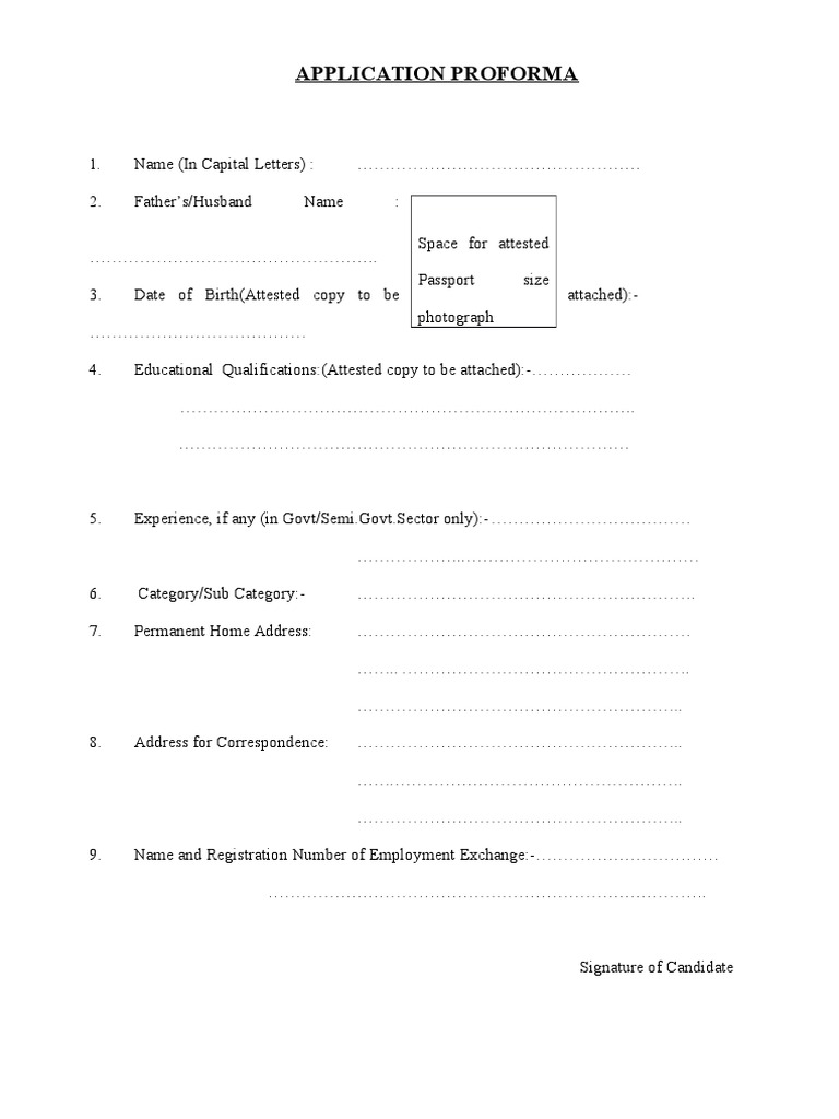 Application Proforma | PDF | Image Scanner | Identity Document