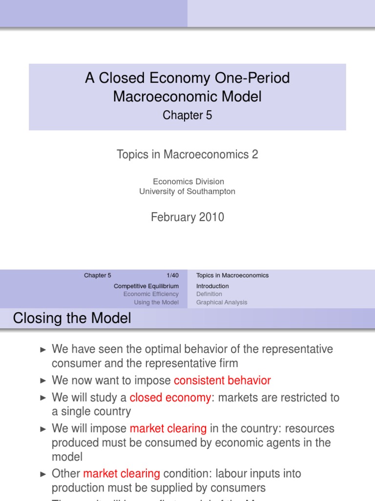 A Closed Economy One-Period Macroeconomic Model: Topics in ...