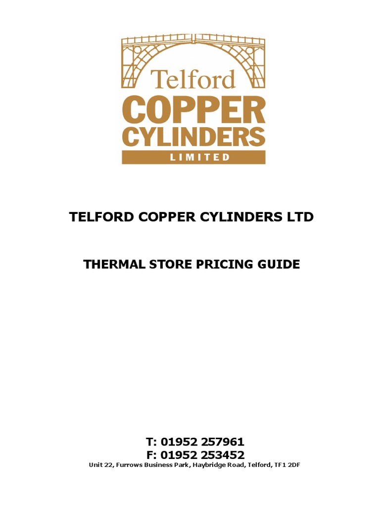 Telford Thermal Store Pricing Guide | PDF | Electric Heating | Hvac