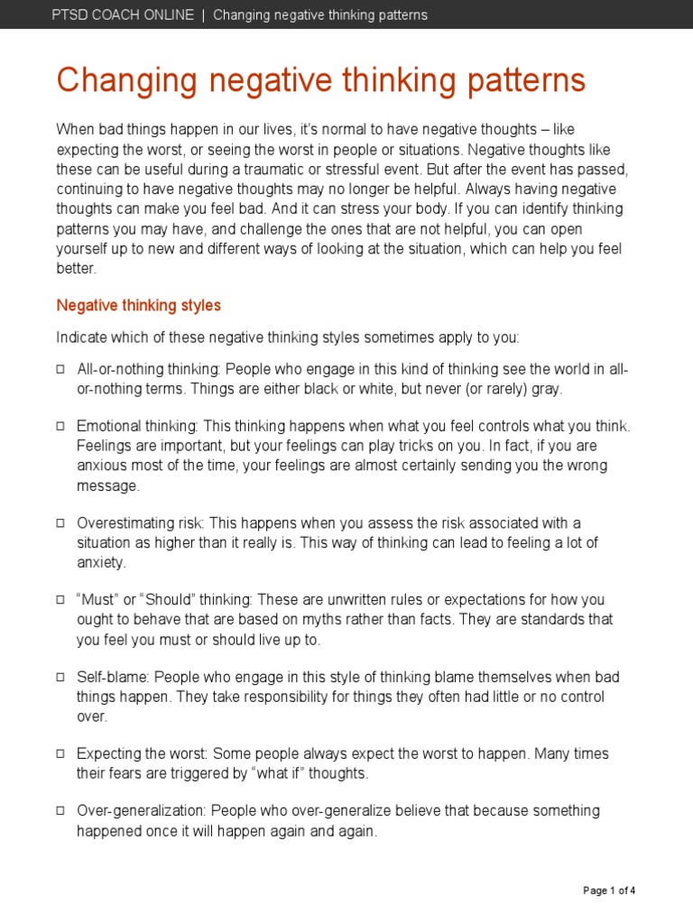 Positive Thinking Patterns | Thought | Anxiety