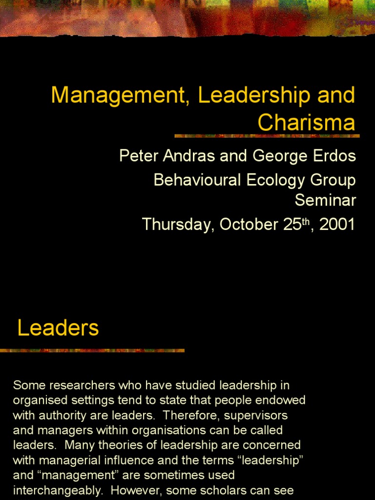 Management, Leadership and Charisma | Download Free PDF | Transformational Leadership | Charisma