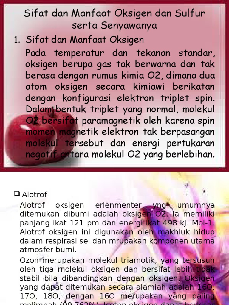Sifat Dan Manfaat Oksigen Dan Sulfur Serta Senyawanya | PDF