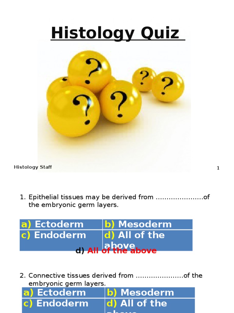 Histology Quiz: Tissue Types and Functions | PDF | Epithelium | Cell ...