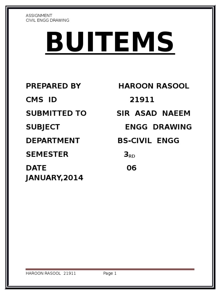 Buitems: Assignment Civil Engg Drawing | PDF | Framing (Construction ...