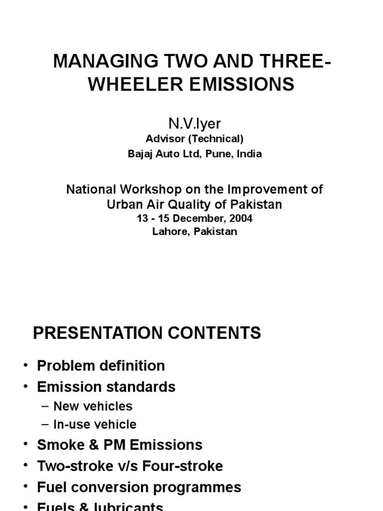 Managing Two and Three-Wheeler Emissions: N.V.Iyer | PDF | Emission ...