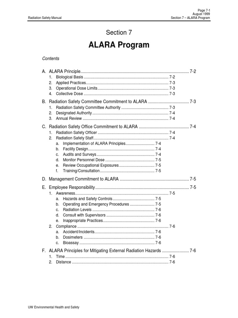 ALARA Program: Section 7 | PDF | Radiation Protection | Radioactive ...