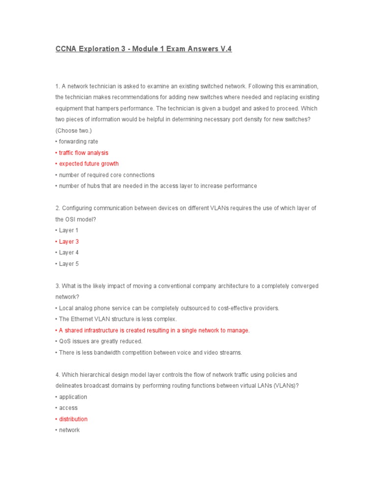 Ccna Exploration 3 All Module Final Answar 1 Pdf Network Switch