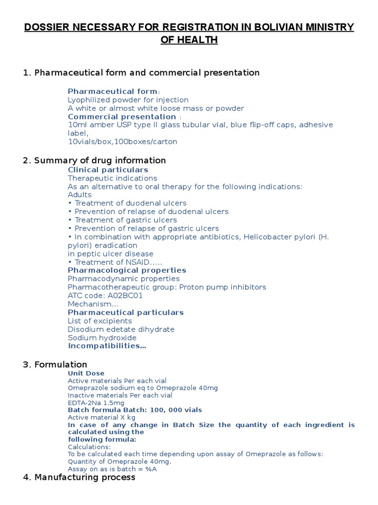 Bolivian MOH Registration Requirements | PDF | Peptic Ulcer ...