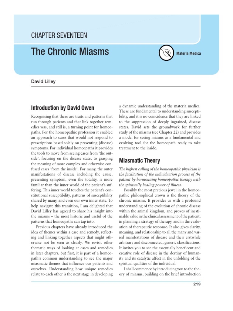 The Chronic Miasms: Chapter Seventeen | PDF | Homeopathy | Romanticism