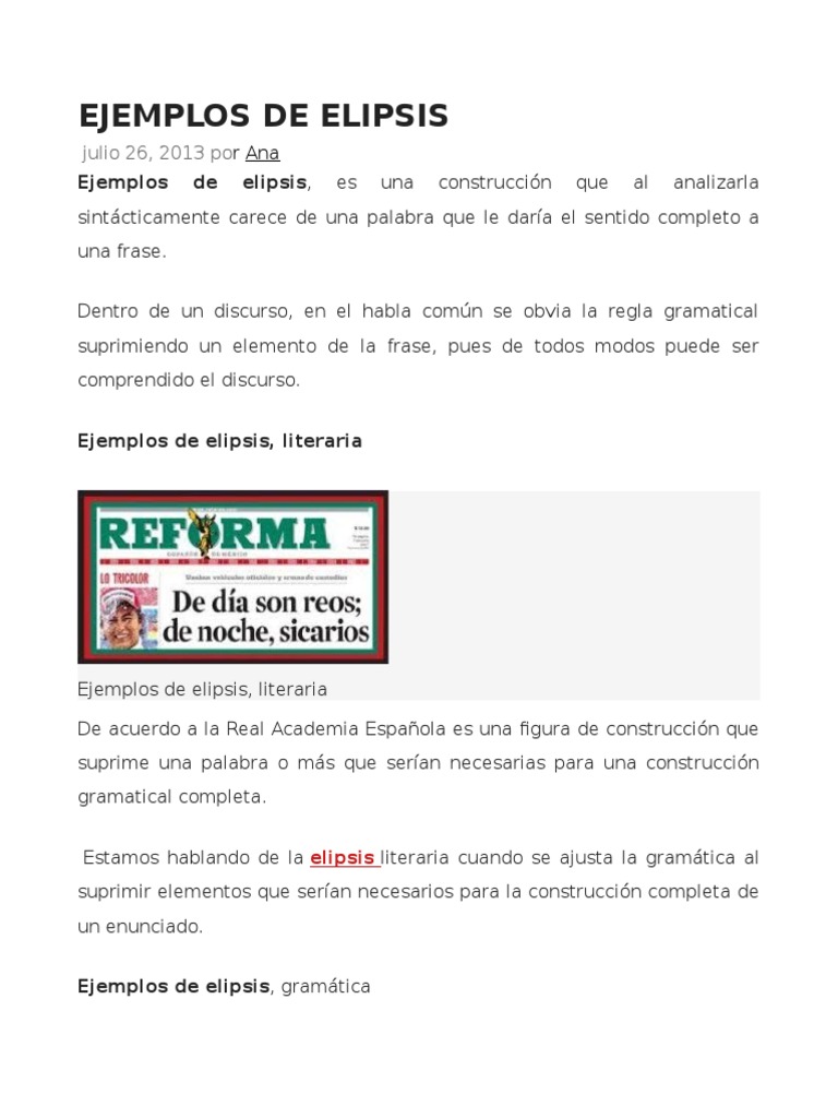 Ejemplos de Elipsis | PDF | Verbo | Estilo (ficción)