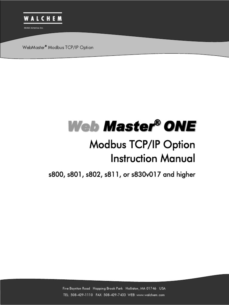 Master ONE: Modbus TCP/IP Option Instruction Manual | PDF | Transmission Control Protocol ...